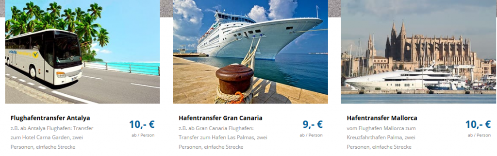 Flughafentransfer günstig ab 10,00€ buchen über Vtours